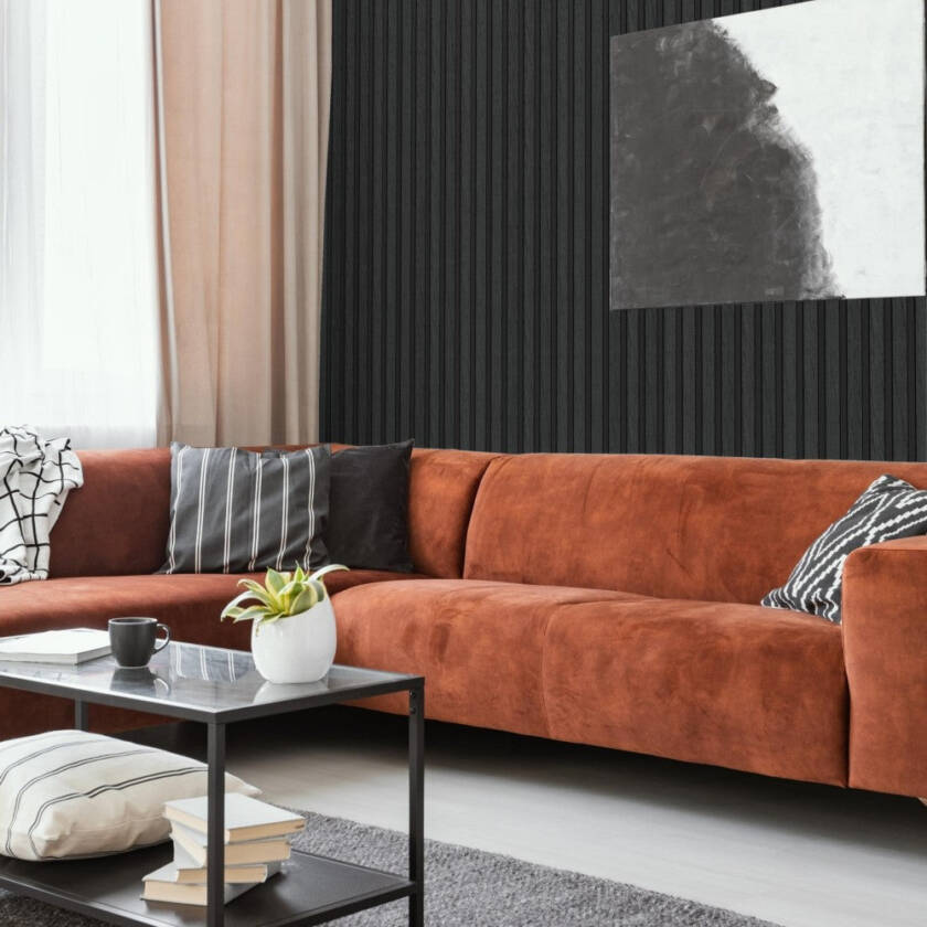 Sulcado Range Acoustic Slat Wall Panel - Charcoal - floorstowalls