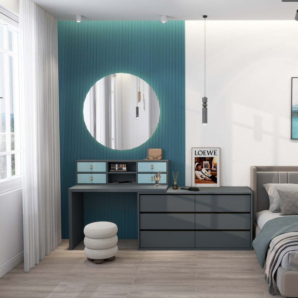 Sulcado Fluted Slat Panel 120mm - Teal - floorstowalls