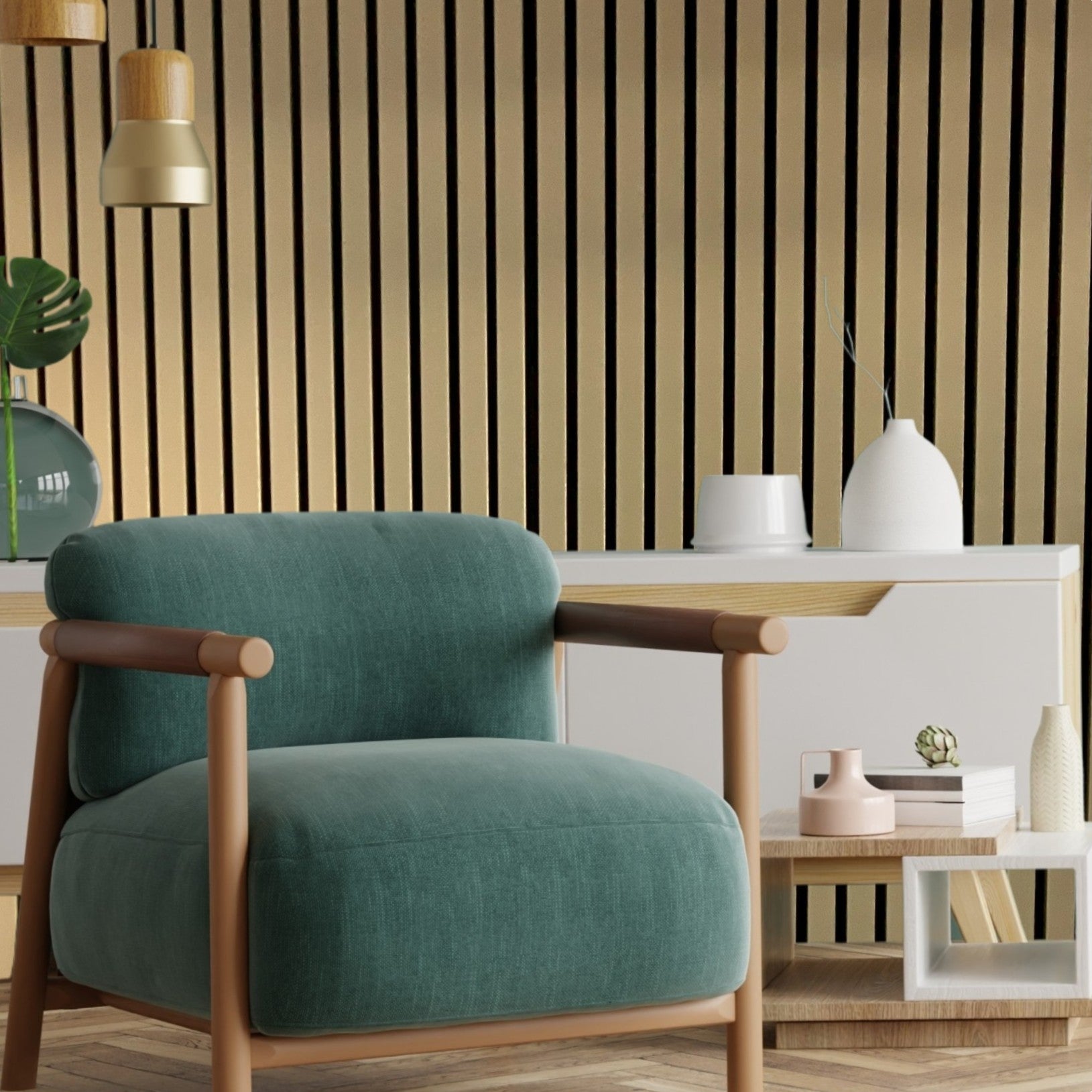 Sulcado Range Acoustic Slat Wall Panel - Gold - floorstowalls