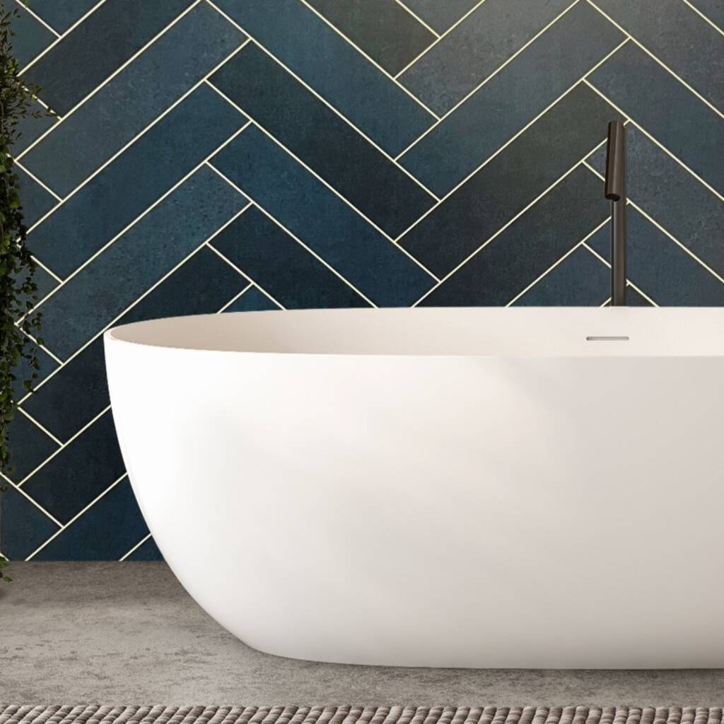 Navy Herringbone Wall Panel | 1m Matt Waterproof Board